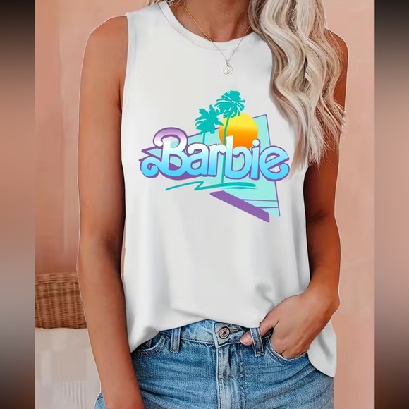 Tops | Retro Barbie Muscle Tank | Poshmark